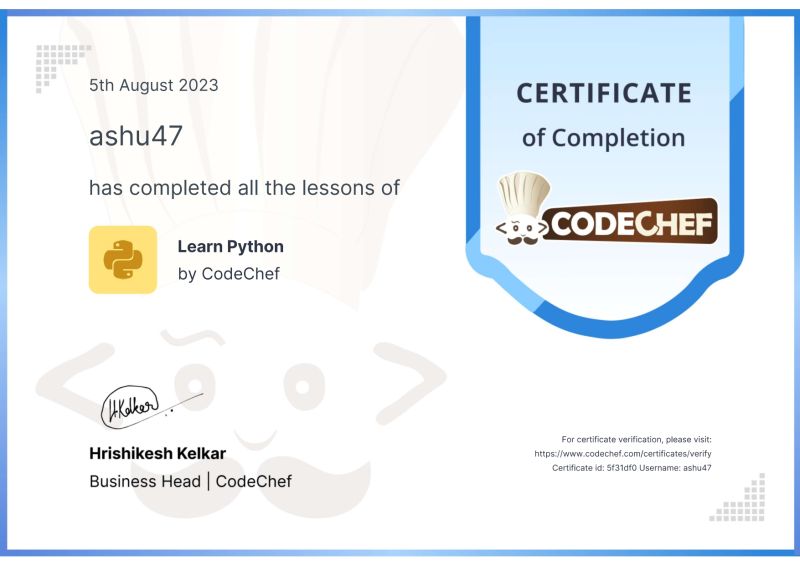 ASHUTOSH CHOUDHARY on LinkedIn: #codechef #python ASHUTOSH CHOUDHARY on LinkedIn: #codechef #python