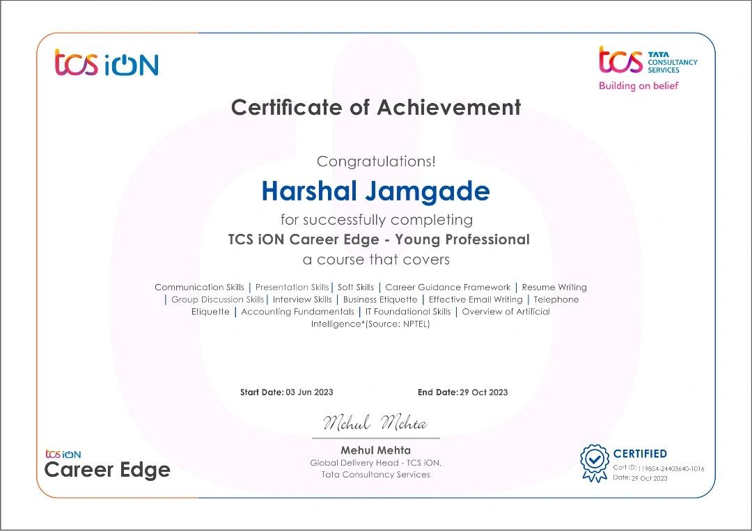 Harshal Jamgade on LinkedIn: #certification #course #youngprofessional ... Harshal Jamgade on LinkedIn: #certification #course #youngprofessional ...