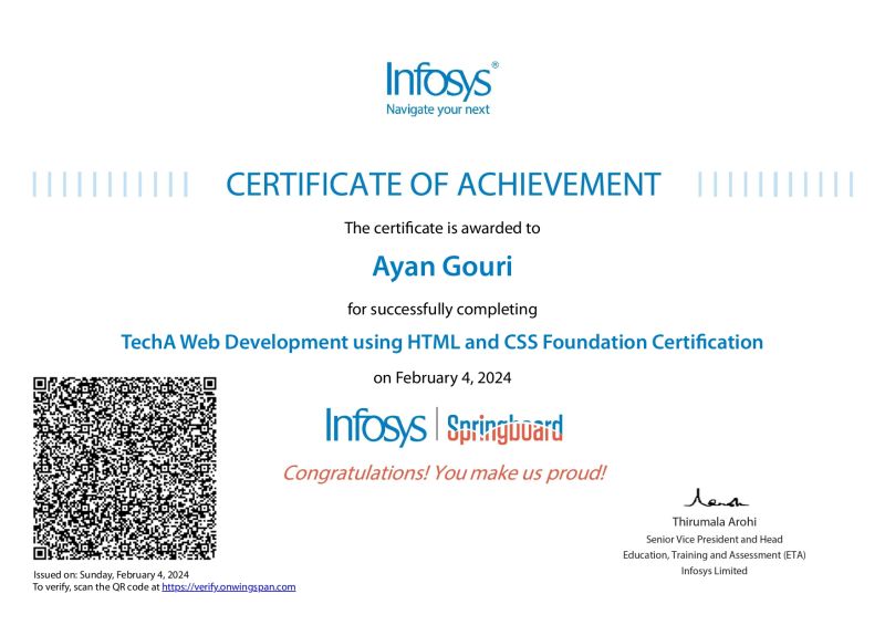 Ayan Gouri on LinkedIn: #webdevelopment #infosys #infosysspringboard # ... Ayan Gouri on LinkedIn: #webdevelopment #infosys #infosysspringboard # ...