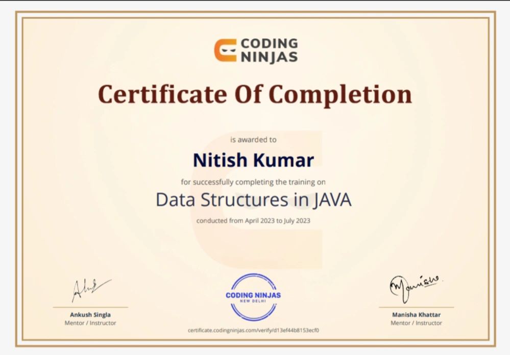 Coding Ninjas on LinkedIn: Congratulations Nitish Kumar on mastering ... Coding Ninjas on LinkedIn: Congratulations Nitish Kumar on mastering ...