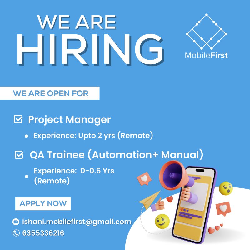 Ishani Shukla on LinkedIn: Hey there, We’re Hiring at MobileFirst ... Ishani Shukla on LinkedIn: Hey there, We’re Hiring at MobileFirst ...