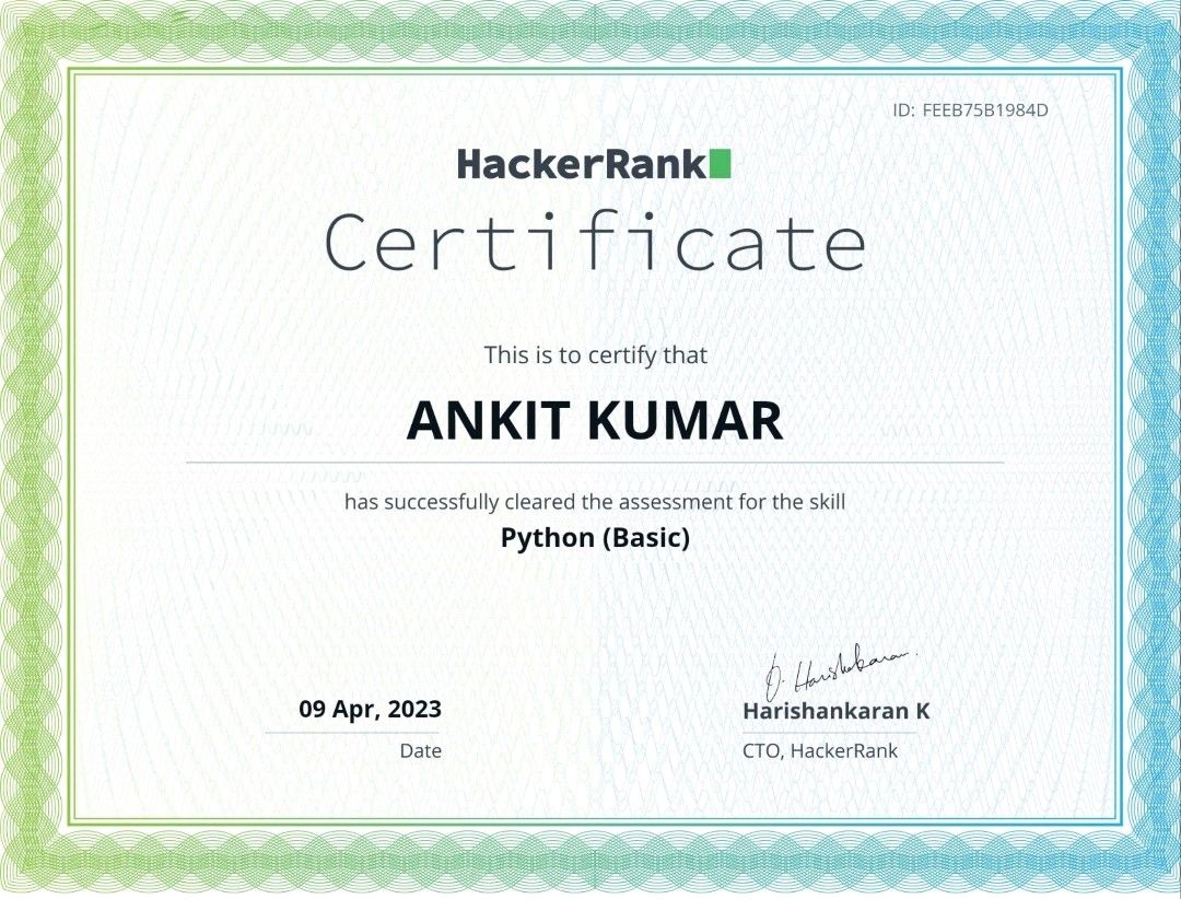 #hackerrank #python #programming #thankyou | ANKIT KUMAR #hackerrank #python #programming #thankyou | ANKIT KUMAR
