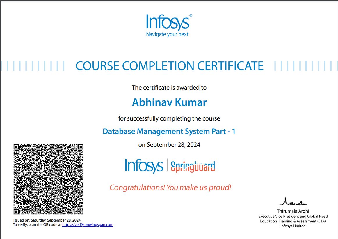 KUMAR ABHINAV on LinkedIn: #dbms #datamanagement #gratitude # ... KUMAR ABHINAV on LinkedIn: #dbms #datamanagement #gratitude # ...