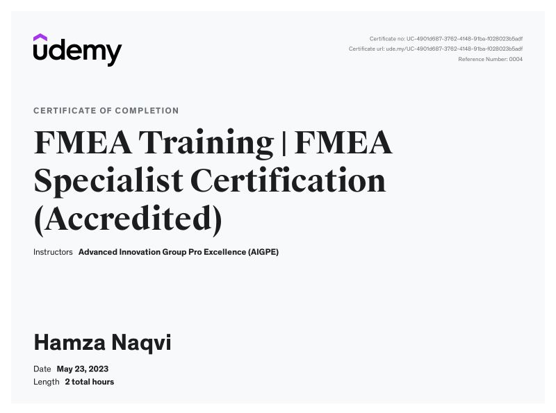 Mohammad Hamza Naqvi on LinkedIn: #udemy #fmea #aigpe #certificationcourse Mohammad Hamza Naqvi on LinkedIn: #udemy #fmea #aigpe #certificationcourse