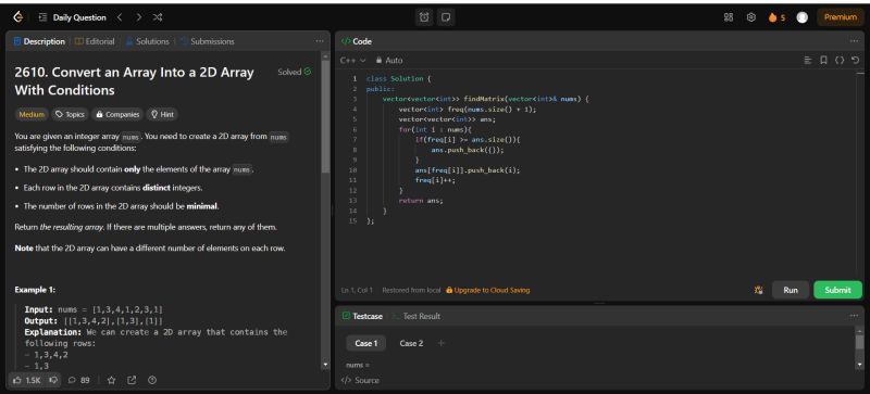 Day 91 of #100daysofcode challenge: Convert an Array into a 2D Array ... Day 91 of #100daysofcode challenge: Convert an Array into a 2D Array ...