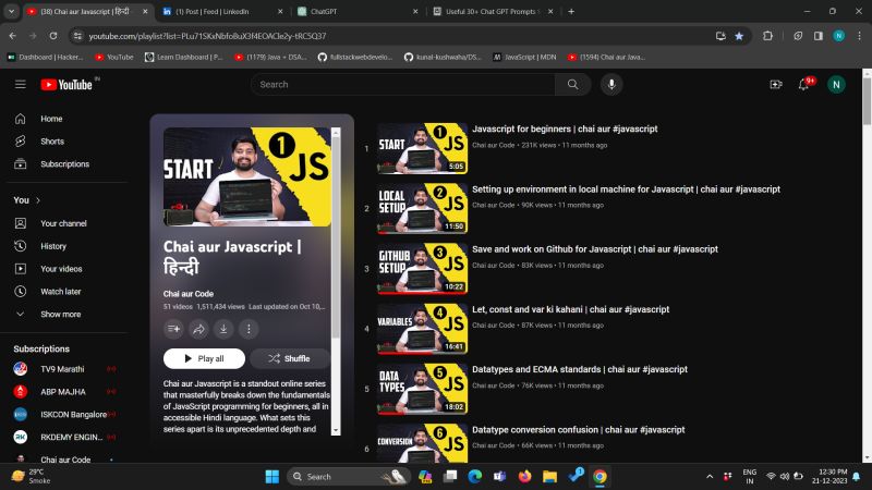 Completed the JavaScript series from Chai Aur Code! | Nikhil Kakade ... Completed the JavaScript series from Chai Aur Code! | Nikhil Kakade ...