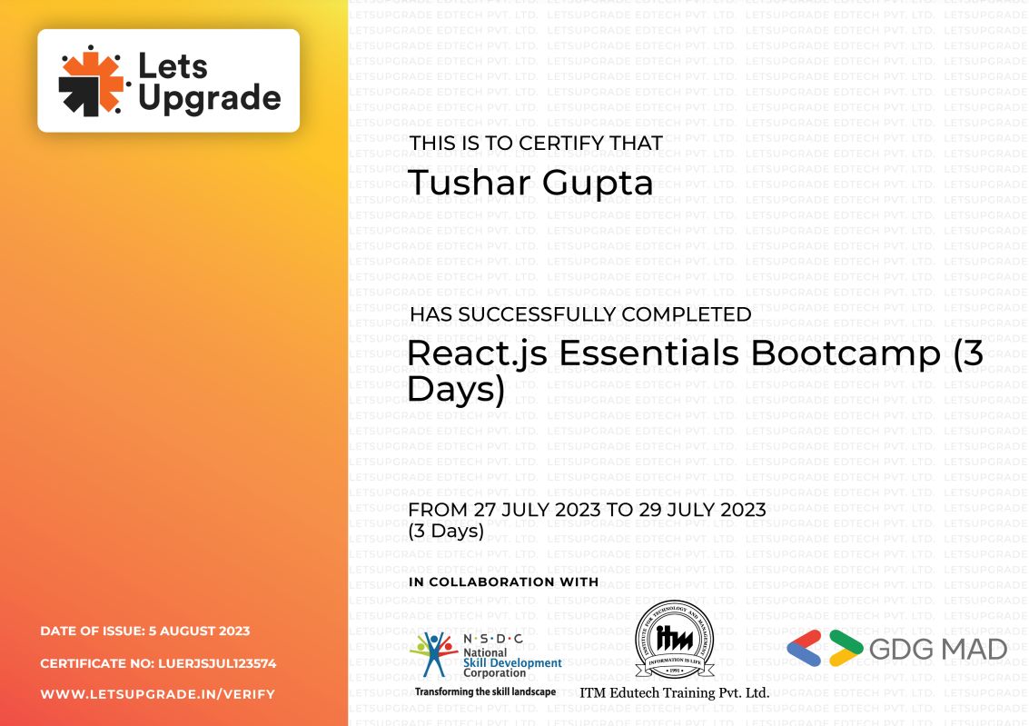 Tushar Gupta on LinkedIn: #reactjs #webdevelopment #letsupgrade # ... Tushar Gupta on LinkedIn: #reactjs #webdevelopment #letsupgrade # ...