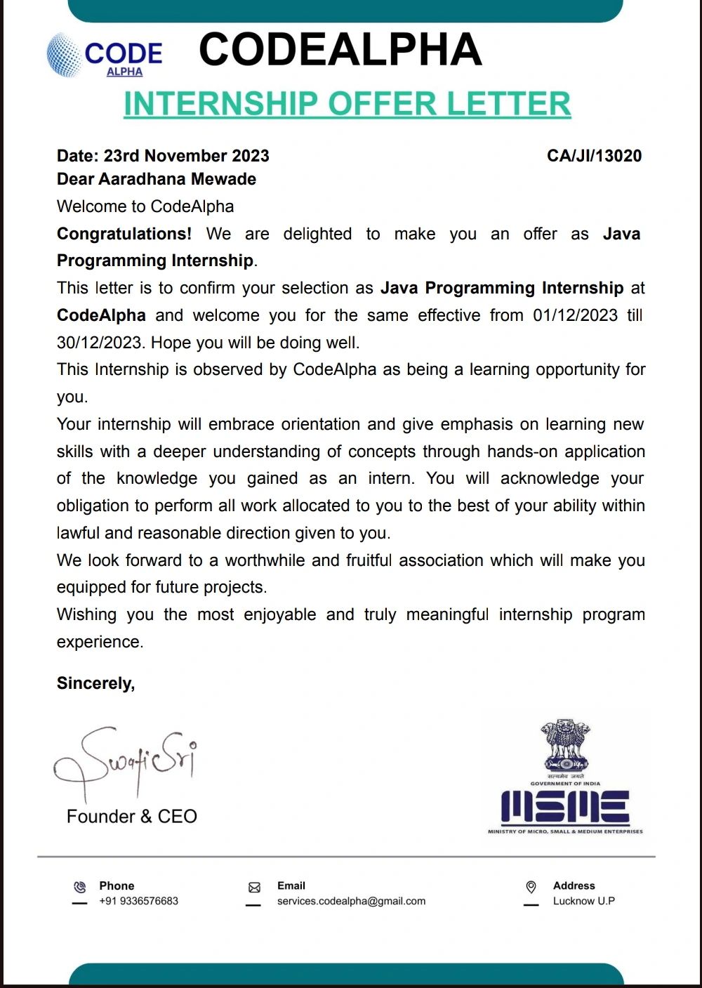 Aaradhana Mewade on LinkedIn: #codealfainternship #techopportunity # ... Aaradhana Mewade on LinkedIn: #codealfainternship #techopportunity # ...