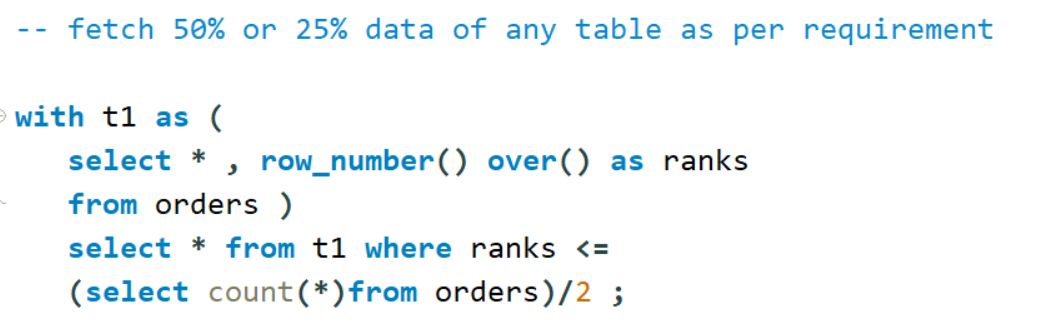 SQL question of day: How to fetch 50% of data from table | Deepak Singh ... SQL question of day: How to fetch 50% of data from table | Deepak Singh ...