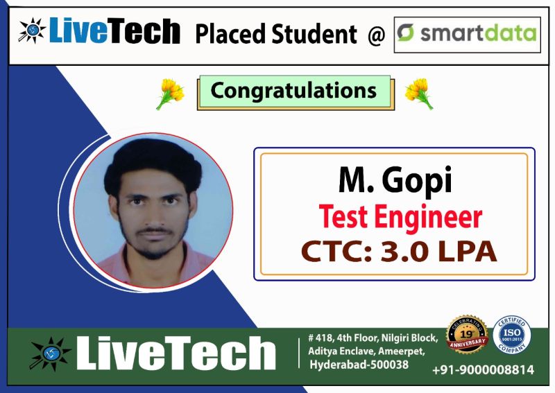 LiveTech QA on LinkedIn: LiveTech Placed Student in Smartdata Company ... LiveTech QA on LinkedIn: LiveTech Placed Student in Smartdata Company ...