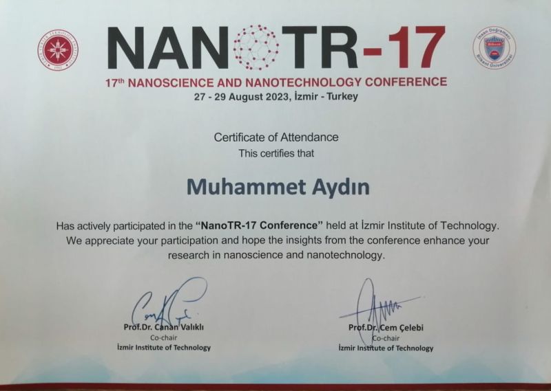 We attended NANOTR-17 with you, my dear friends (Melike Aydemir, Naz ... We attended NANOTR-17 with you, my dear friends (Melike Aydemir, Naz ...