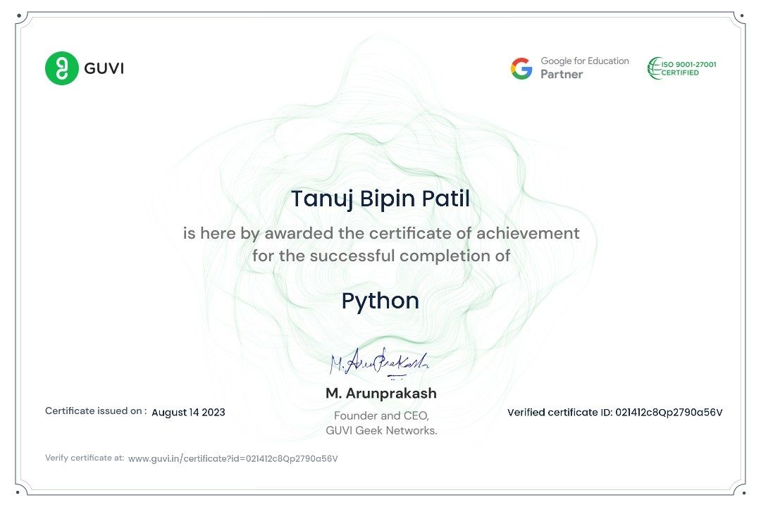 Tanuj Patil on LinkedIn: #python #google #guvi Tanuj Patil on LinkedIn: #python #google #guvi