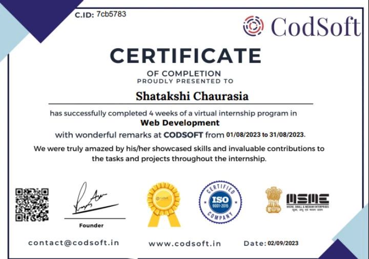 Shatakshi Chaurasia on LinkedIn: #codsoft #codsoft #codsoftinternship # ... Shatakshi Chaurasia on LinkedIn: #codsoft #codsoft #codsoftinternship # ...
