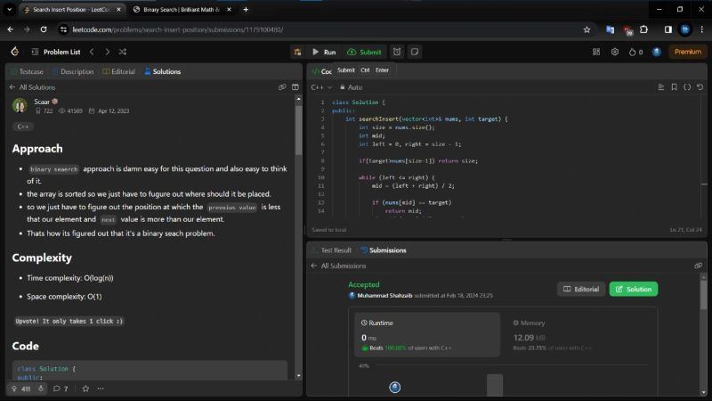 Resolved'search insert position' problem on LeetCode | Muhammad ... Resolved'search insert position' problem on LeetCode | Muhammad ...