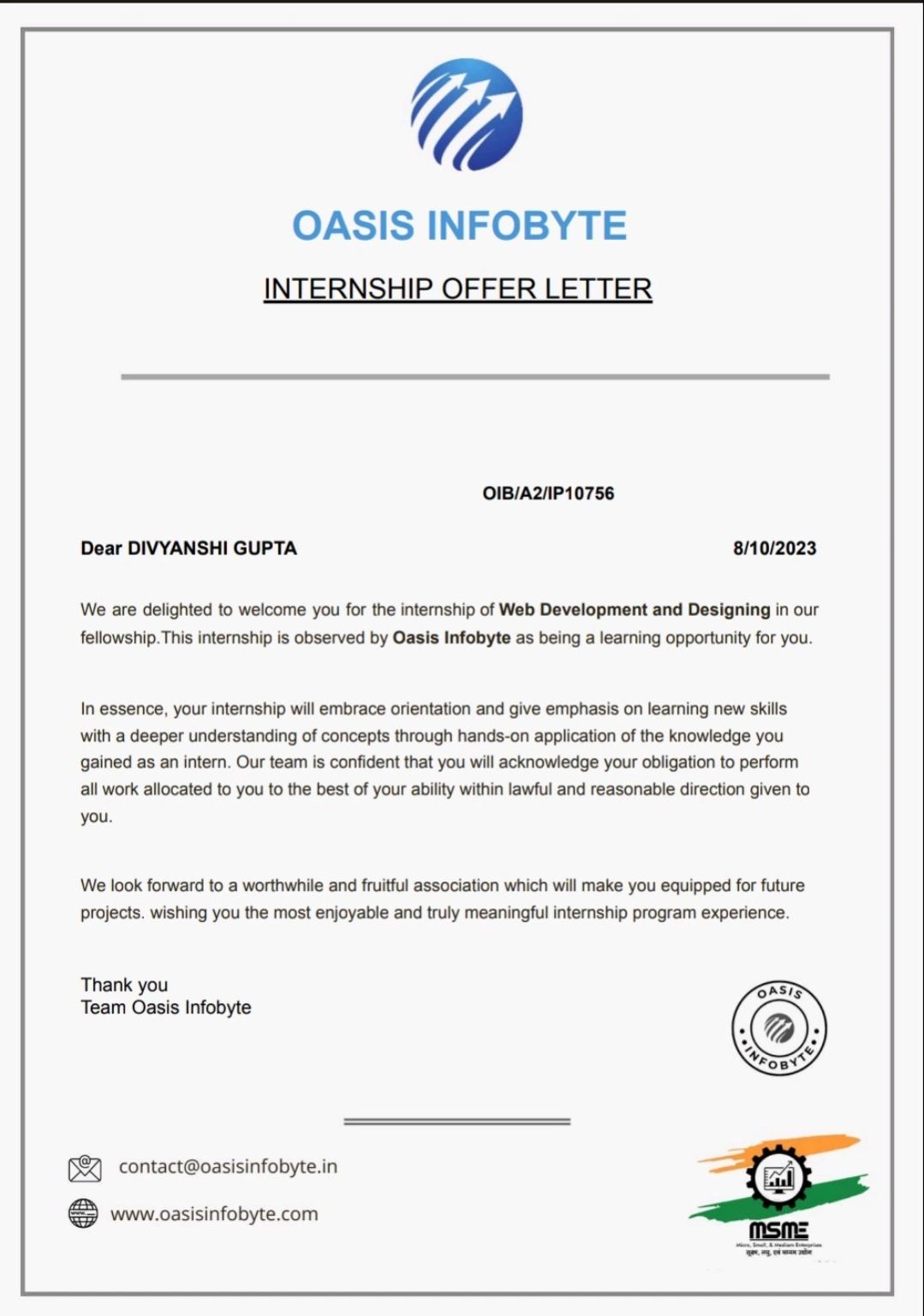 Divyanshi Gupta on LinkedIn: #oasisinfobyte #oasis #internship Divyanshi Gupta on LinkedIn: #oasisinfobyte #oasis #internship