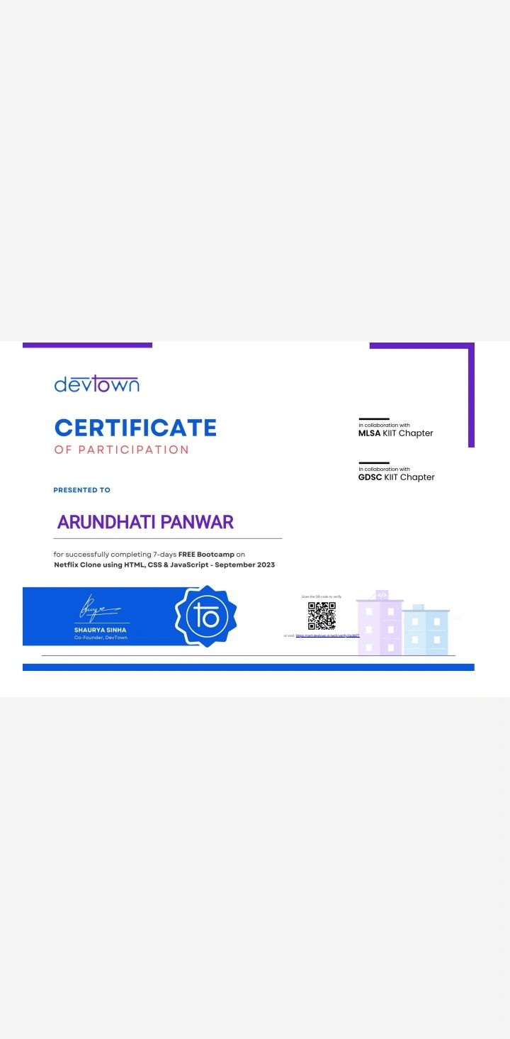 #devtown #techlearning #certificatereceived | Arundhati Panwar #devtown #techlearning #certificatereceived | Arundhati Panwar