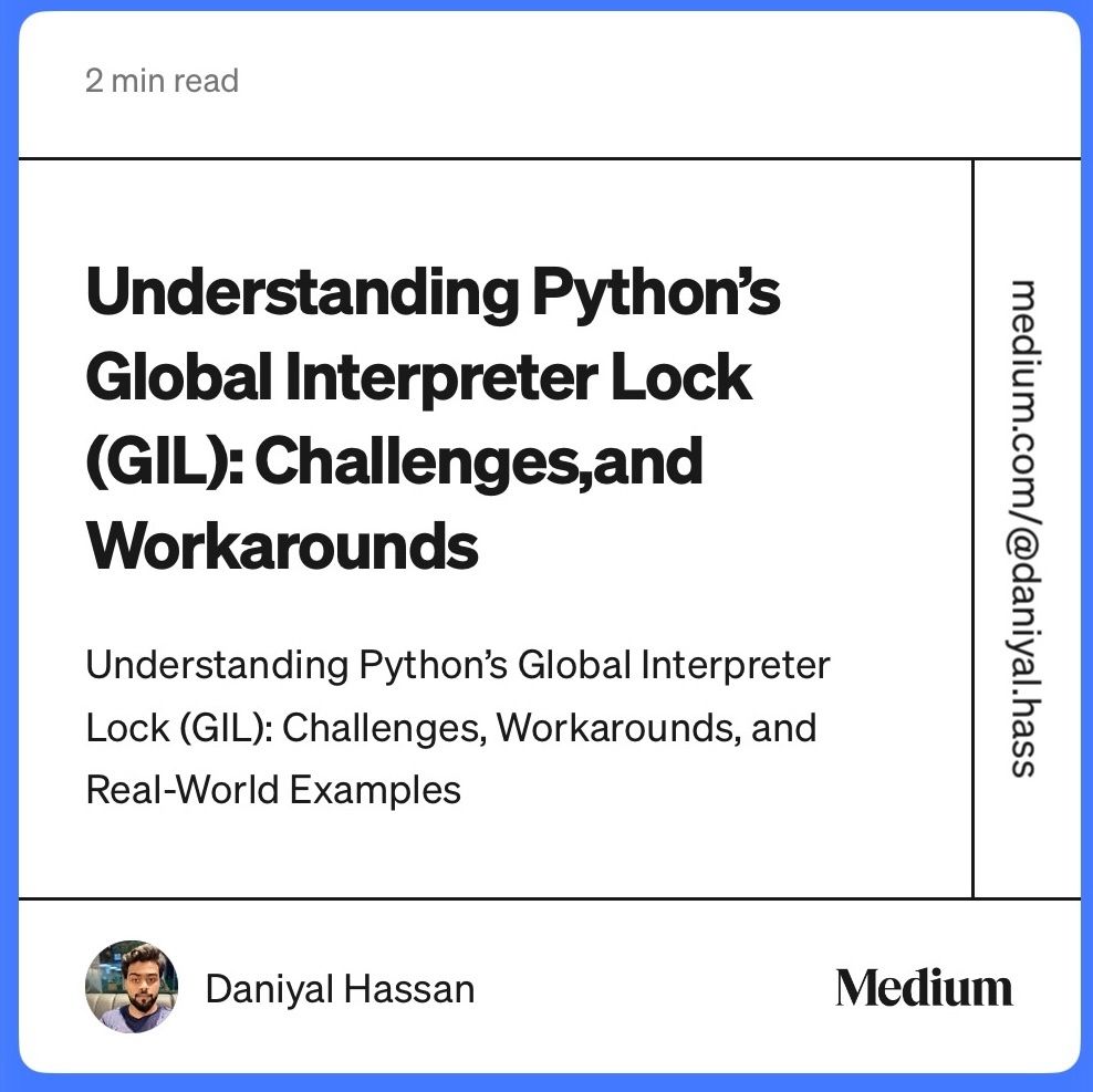 Daniyal Hassan on LinkedIn: #python #gil #concurrency #programming # ... Daniyal Hassan on LinkedIn: #python #gil #concurrency #programming # ...