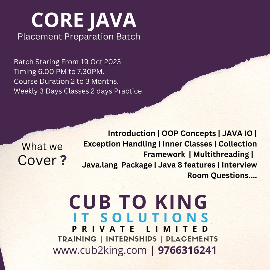 Ravi Prakashrao Patki on LinkedIn: #cub2king #java #corejava #placement Ravi Prakashrao Patki on LinkedIn: #cub2king #java #corejava #placement