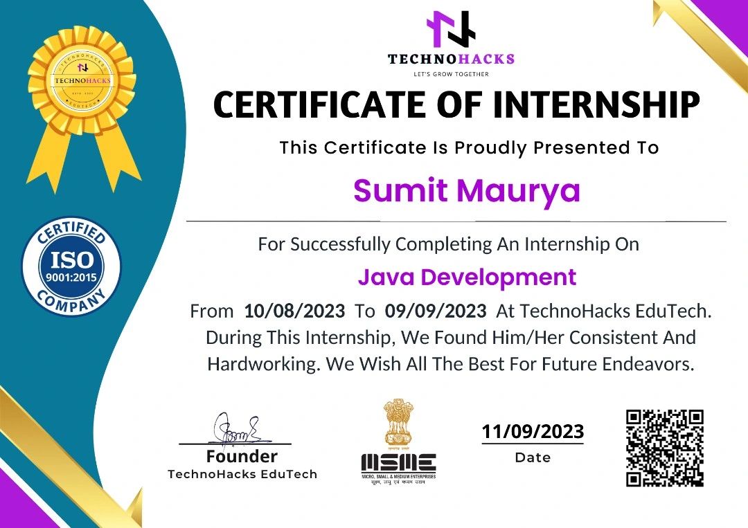 Finished internship with TechnoHacks EduTech | Sumit Kushwaha posted on ... Finished internship with TechnoHacks EduTech | Sumit Kushwaha posted on ...
