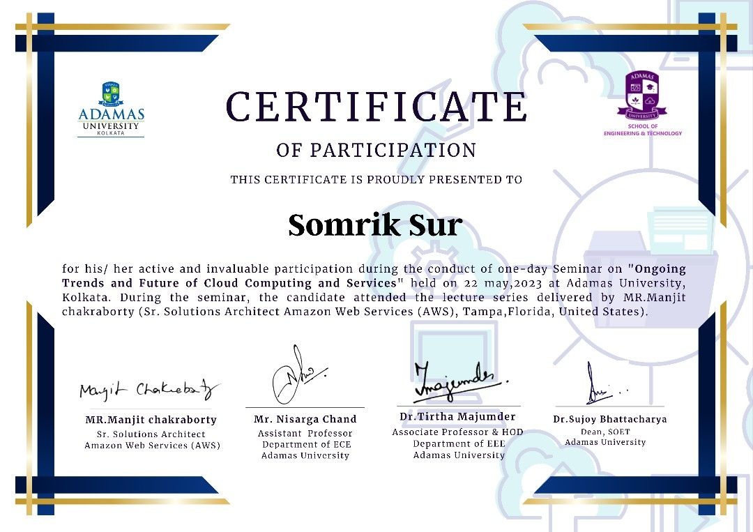 Somrik Sur on LinkedIn: Cloud Computing Seminar, thanks Adamas ... Somrik Sur on LinkedIn: Cloud Computing Seminar, thanks Adamas ...