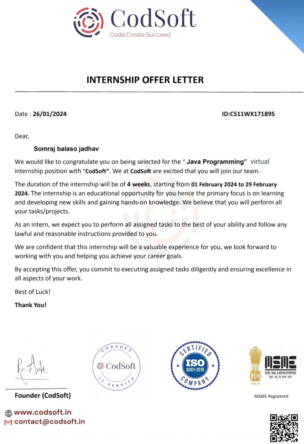 Somraj Jadhav on LinkedIn: #javaprogramming #internship #careergoals # ... Somraj Jadhav on LinkedIn: #javaprogramming #internship #careergoals # ...
