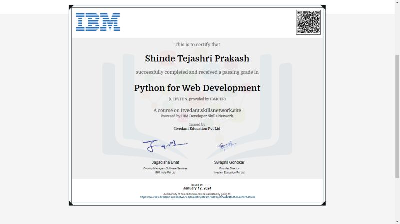Tejashri Shinde on LinkedIn: #ibm #python #webdevelopment # ... Tejashri Shinde on LinkedIn: #ibm #python #webdevelopment # ...