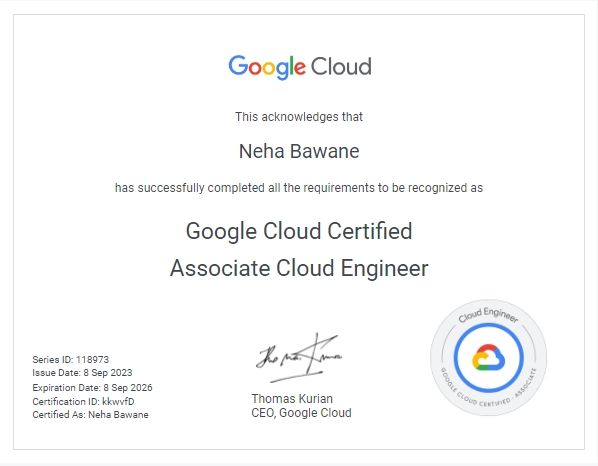 Neha Bawane on LinkedIn: #googlecloud #certified #associate | 23 comments Neha Bawane on LinkedIn: #googlecloud #certified #associate | 23 comments