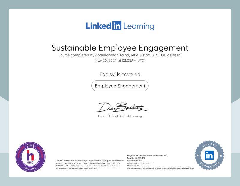 Abdulrahman Talha, MBA, Assoc CIPD, OE assessor on LinkedIn ... Abdulrahman Talha, MBA, Assoc CIPD, OE assessor on LinkedIn ...