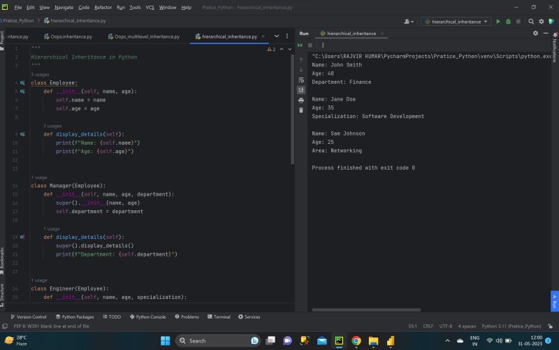 Rajvir Kumar on LinkedIn: #python #inheritance #hierarchicalinheritance ... Rajvir Kumar on LinkedIn: #python #inheritance #hierarchicalinheritance ...