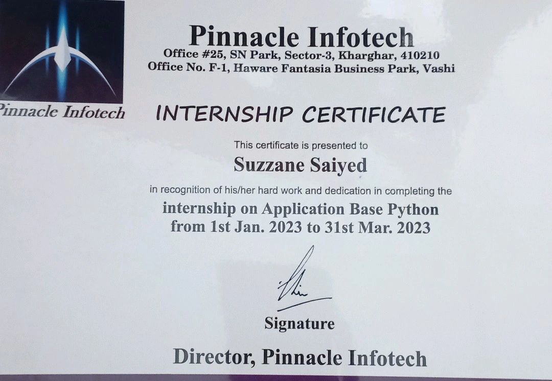 suzzane saiyed on LinkedIn: #python #internship #codingjourney #grateful suzzane saiyed on LinkedIn: #python #internship #codingjourney #grateful