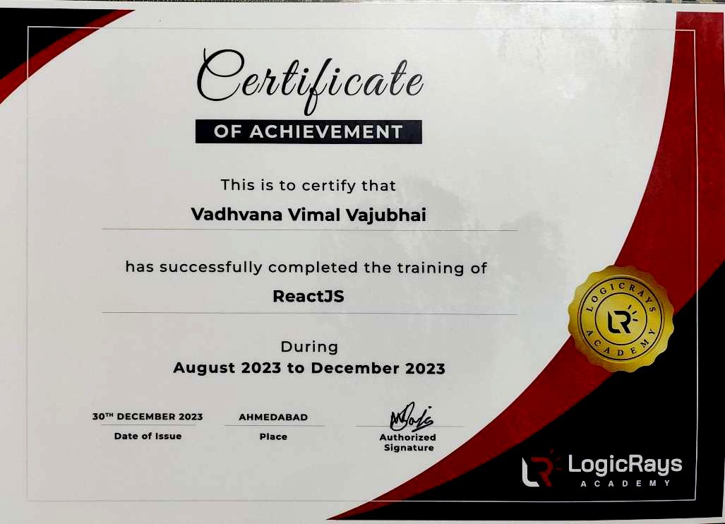 #reactjs #frontenddevelopment #certification #logicraysacademy… | Vimal ... #reactjs #frontenddevelopment #certification #logicraysacademy… | Vimal ...