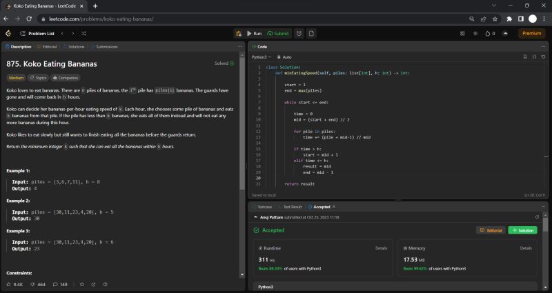 Anuj Pathare on LinkedIn: #leetcode #binarysearch #problemsolving Anuj Pathare on LinkedIn: #leetcode #binarysearch #problemsolving
