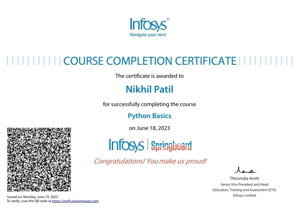 Nikhil Patil on LinkedIn: Successfully complete Python programming course Nikhil Patil on LinkedIn: Successfully complete Python programming course
