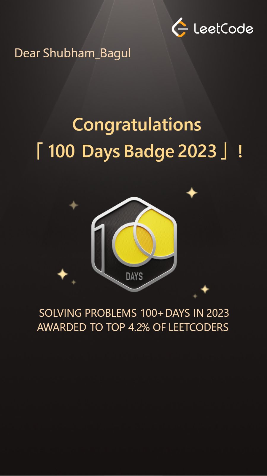 Shubham Bagul on LinkedIn: #leetcode #codingmilestone #achievementunlocked Shubham Bagul on LinkedIn: #leetcode #codingmilestone #achievementunlocked