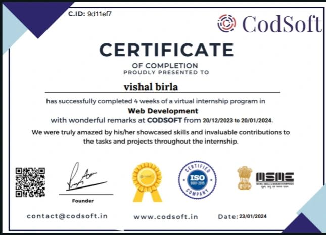 Vishal Birla on LinkedIn: #codesoft Vishal Birla on LinkedIn: #codesoft