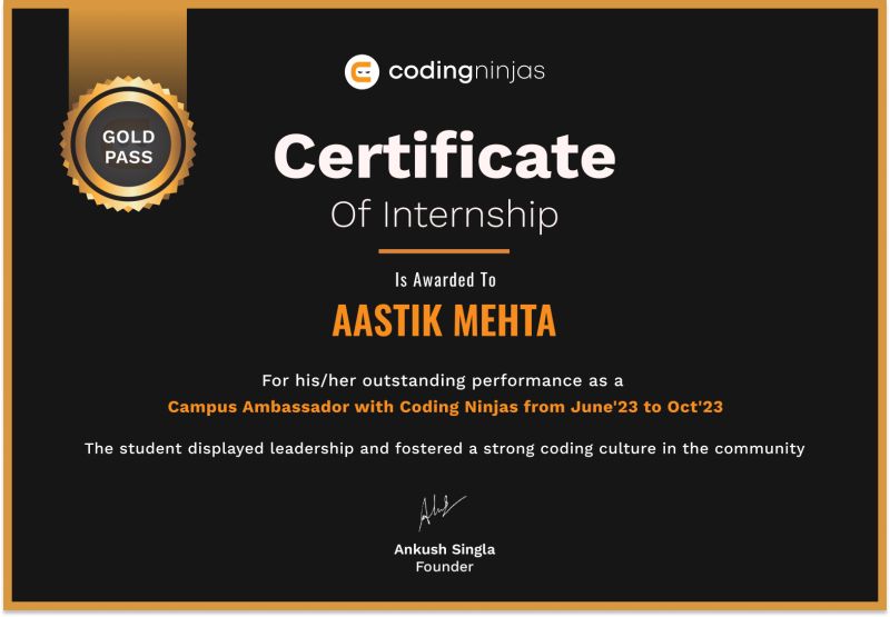 Aastik Mehta on LinkedIn: #codingninjas #chitkarau #campusambassador # ... Aastik Mehta on LinkedIn: #codingninjas #chitkarau #campusambassador # ...