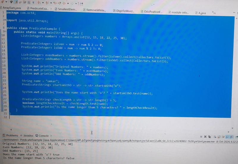 Omkar Sanganwar on LinkedIn: Day 12/100: Exploring Java Predicates and ... Omkar Sanganwar on LinkedIn: Day 12/100: Exploring Java Predicates and ...