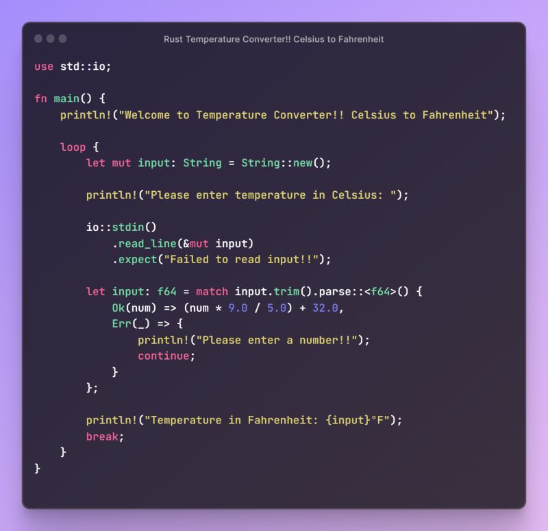 Built a Temperature Converter in Rust | Gaurav Lohar posted on the ... Built a Temperature Converter in Rust | Gaurav Lohar posted on the ...