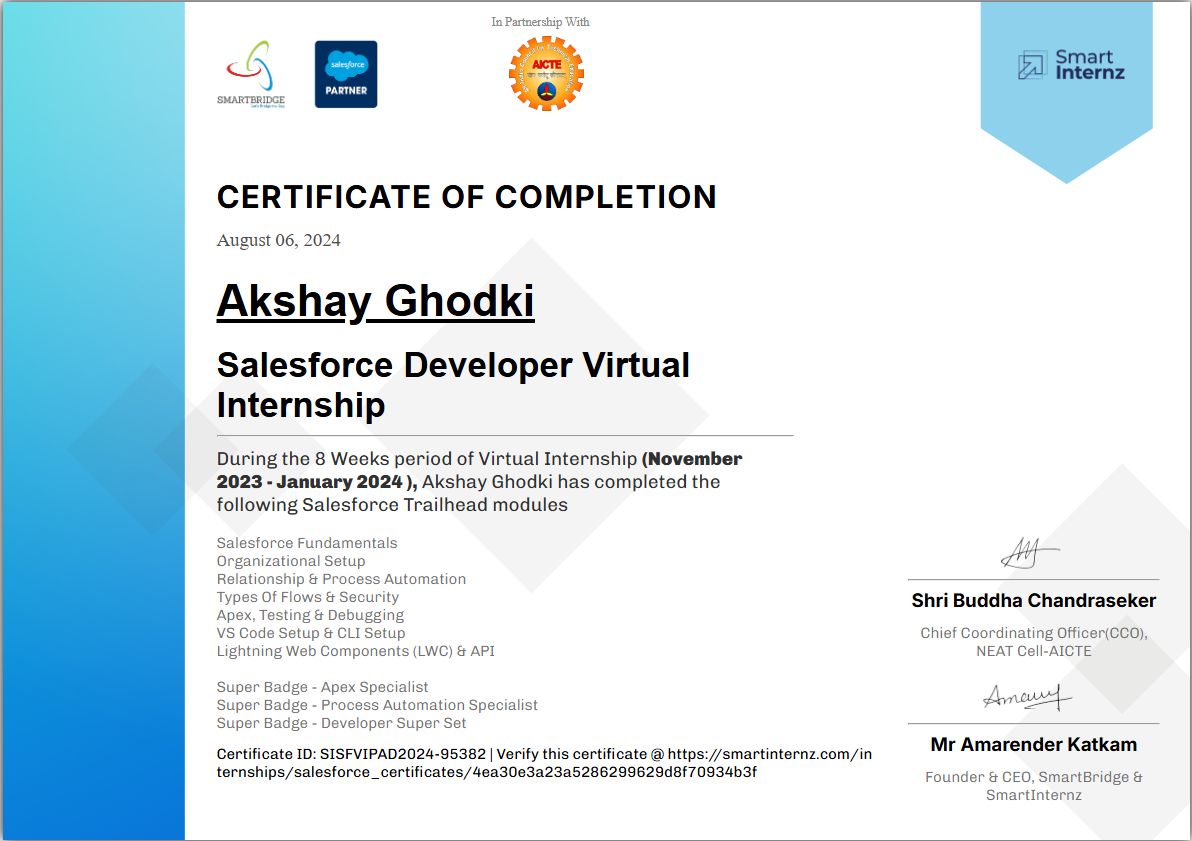 Akshay Ghodki on LinkedIn: #salesforce #developer #internship # ... Akshay Ghodki on LinkedIn: #salesforce #developer #internship # ...
