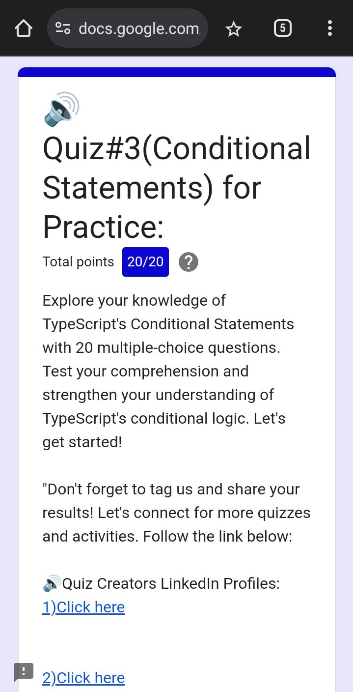Umar Farooq on LinkedIn: Alhamdulillah I Got 20/20 In Typescript ... Umar Farooq on LinkedIn: Alhamdulillah I Got 20/20 In Typescript ...