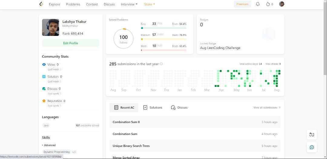 Lakshya Thakur on LinkedIn: I solved 100 questions on leetcode, My ... Lakshya Thakur on LinkedIn: I solved 100 questions on leetcode, My ...