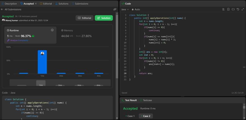 Solved Leetcode problem 2460: Apply Operations to an Array | Manoj ... Solved Leetcode problem 2460: Apply Operations to an Array | Manoj ...