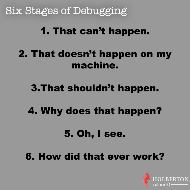 Aya Anwar on LinkedIn: Six Stages of Debugging 1. That can’t happen😲 At ... Aya Anwar on LinkedIn: Six Stages of Debugging 1. That can’t happen😲 At ...