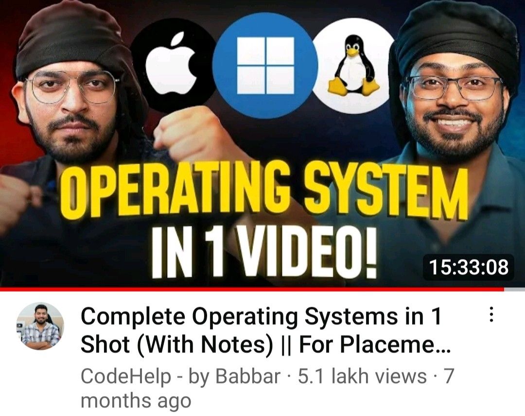 Completed Operating System YouTube series by CodeHelp | Soumya Modh ... Completed Operating System YouTube series by CodeHelp | Soumya Modh ...