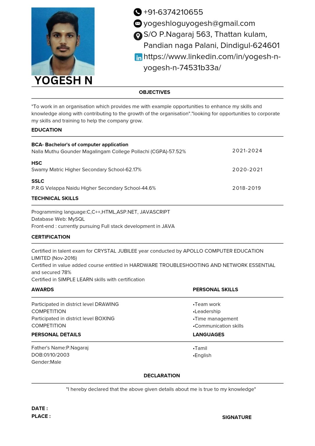 Yogesh N Yogesh N on LinkedIn: currently pursuing Full stack ... Yogesh N Yogesh N on LinkedIn: currently pursuing Full stack ...
