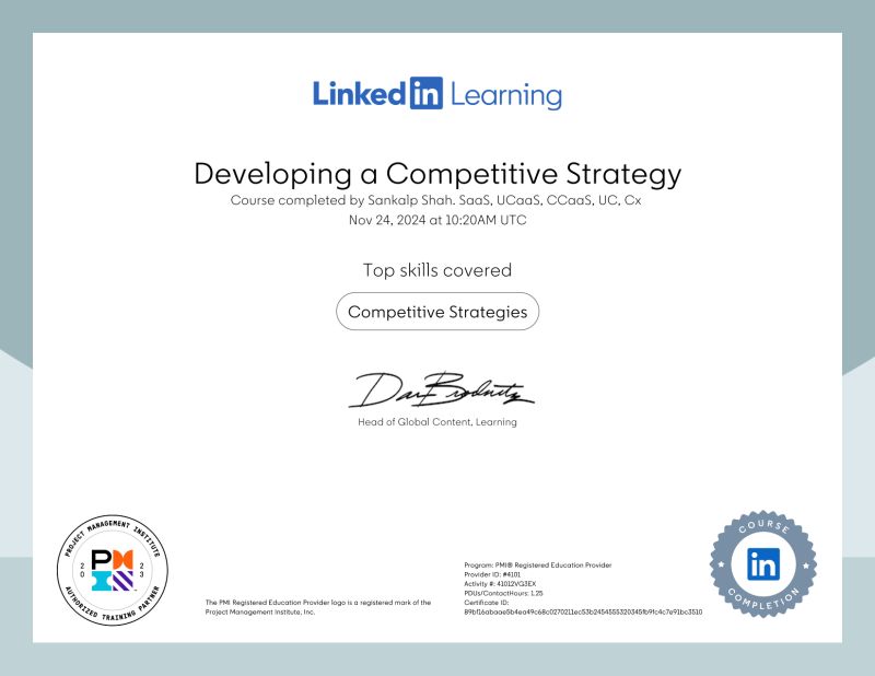 Sankalp Shah. SaaS, UCaaS, CCaaS, UC, Cx on LinkedIn: Certificate of ... Sankalp Shah. SaaS, UCaaS, CCaaS, UC, Cx on LinkedIn: Certificate of ...