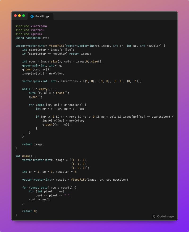 Laraib Anwar on LinkedIn: #codingjourney #c #dsa #floodfill #bfs # ... Laraib Anwar on LinkedIn: #codingjourney #c #dsa #floodfill #bfs # ...