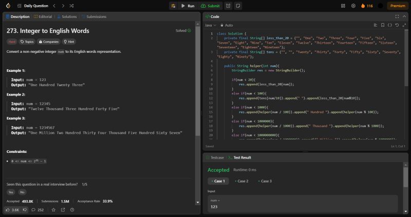 LeetCode solved 273. Integer to English | Khushi Agarwal posted on the ... LeetCode solved 273. Integer to English | Khushi Agarwal posted on the ...