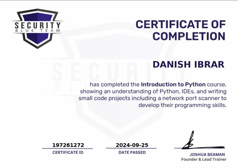 Danish Ibrar on LinkedIn: #python #certification #coding #programming # ... Danish Ibrar on LinkedIn: #python #certification #coding #programming # ...