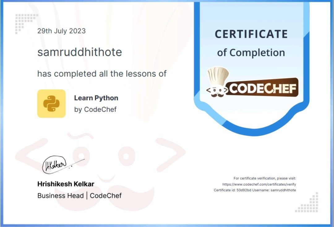Samruddhi Thote on LinkedIn: #python #pythonprogramming #codechef Samruddhi Thote on LinkedIn: #python #pythonprogramming #codechef